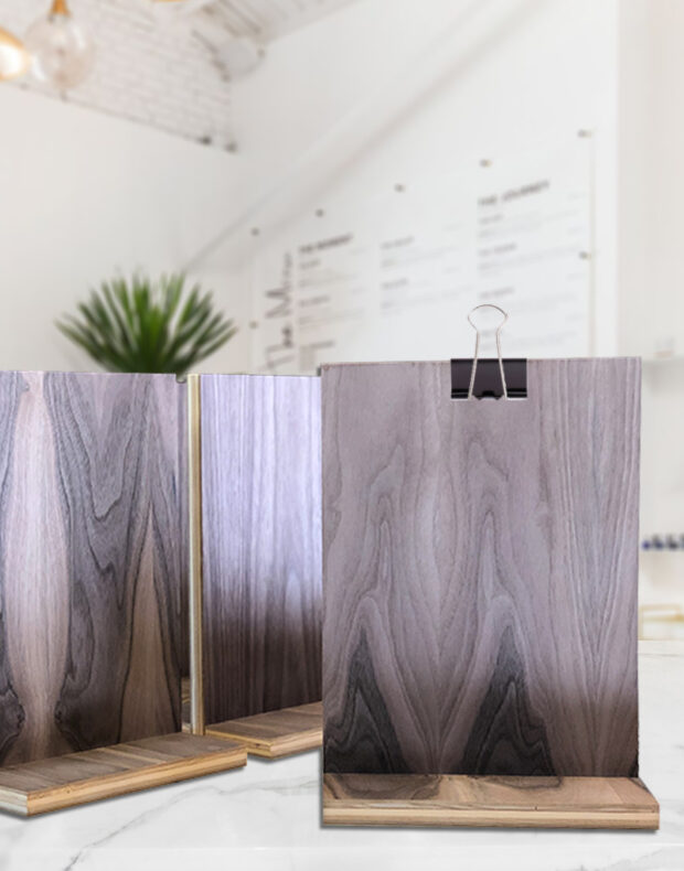 Walnut Simple Wood Sign Holders - Lit Modern Designs